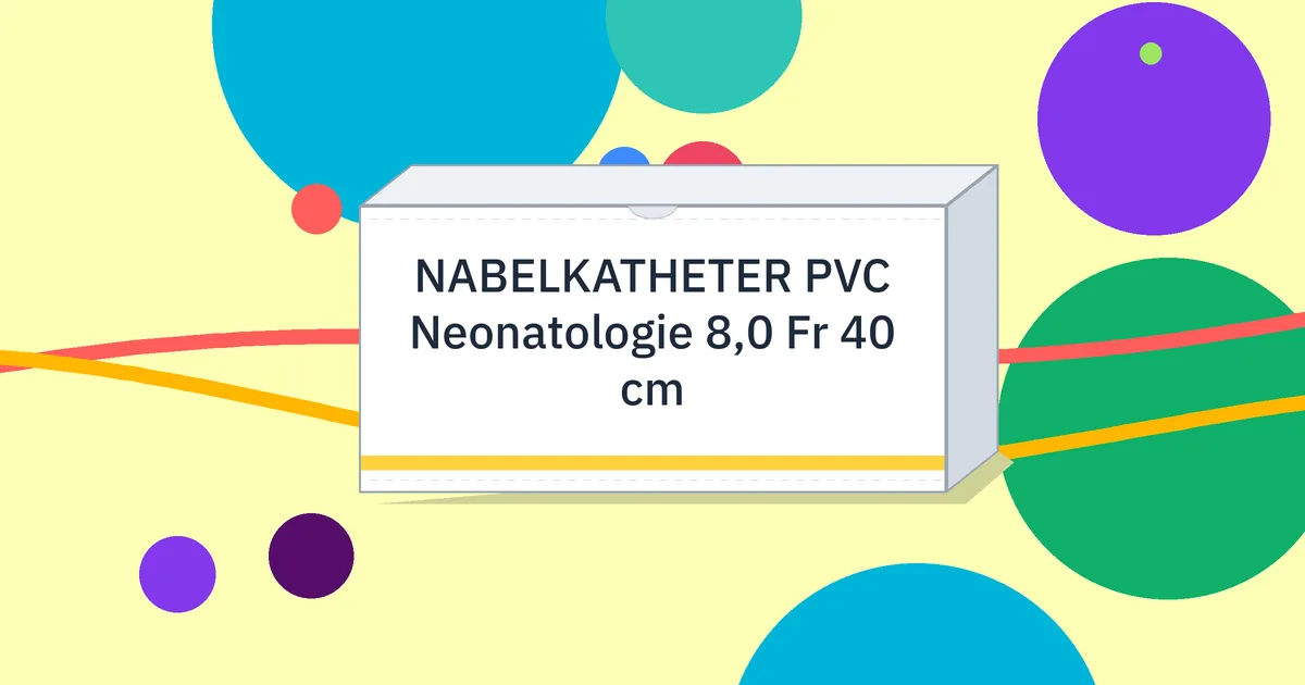 Symbolbild: Packung mit der Aufschrift NABELKATHETER PVC Neonatologie 8,0 Fr 40 cm (PZN 09380719) – Verfügbarkeit und Bezug in Apotheken in Frankfurt am Main