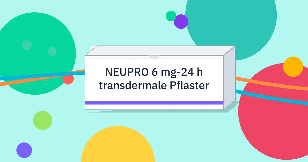 Symbolbild: Packung mit der Aufschrift NEUPRO 6 mg-24 h transdermale Pflaster (PZN 01136888) – Verfügbarkeit und Bezug in Apotheken in Frankfurt am Main