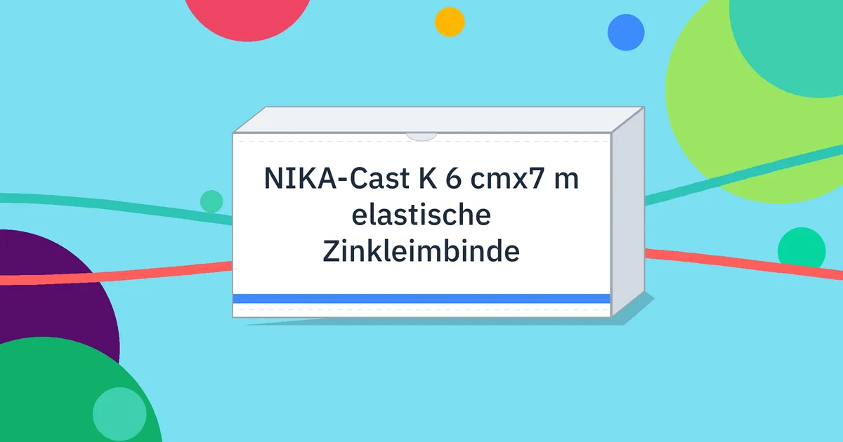Symbolbild: Packung mit der Aufschrift NIKA-Cast K 6 cmx7 m elastische Zinkleimbinde (PZN 10320183) – Verfügbarkeit und Bezug in Apotheken in Frankfurt am Main
