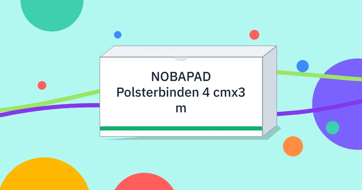 Symbolbild: Packung mit der Aufschrift NOBAPAD Polsterbinden 4 cmx3 m (PZN 16029313) – Verfügbarkeit und Bezug in Apotheken in Frankfurt am Main