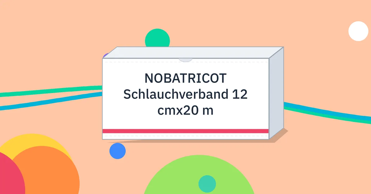 Symbolbild: Packung mit der Aufschrift NOBATRICOT Schlauchverband 12 cmx20 m (PZN 07093944) – Verfügbarkeit und Bezug in Apotheken in Frankfurt am Main