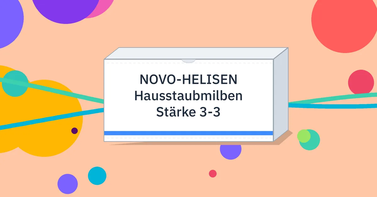 Symbolbild: Packung mit der Aufschrift NOVO-HELISEN Hausstaubmilben Stärke 3-3 (PZN 18490915) – Verfügbarkeit und Bezug in Apotheken in Frankfurt am Main