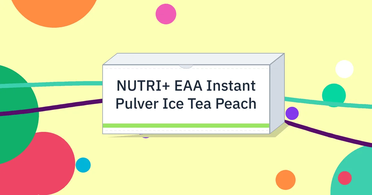 Symbolbild: Packung mit der Aufschrift NUTRI+ EAA Instant Pulver Ice Tea Peach (PZN 19670648) – Verfügbarkeit und Bezug in Apotheken in Frankfurt am Main