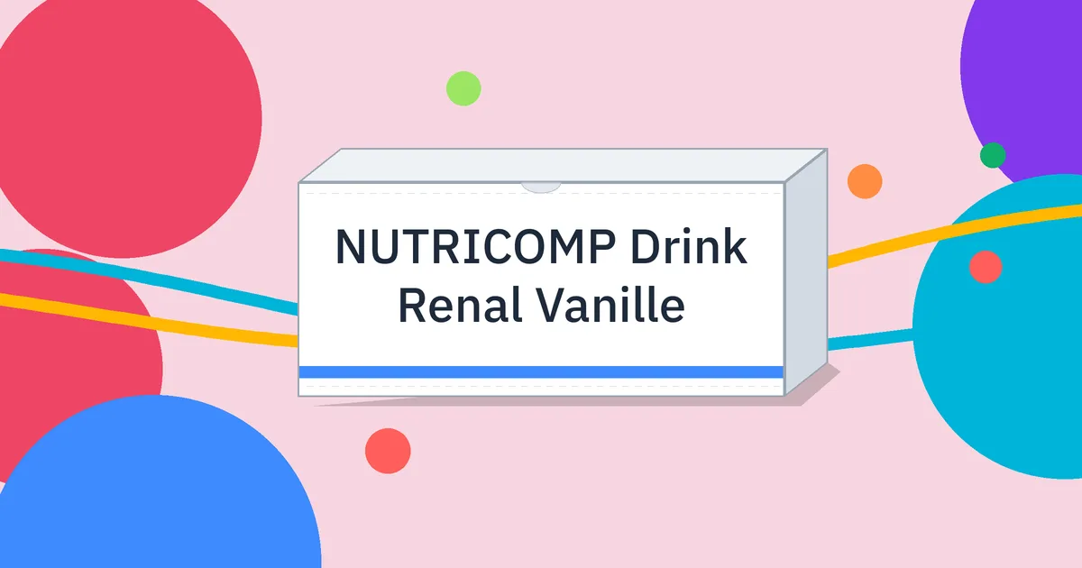 Symbolbild: Packung mit der Aufschrift NUTRICOMP Drink Renal Vanille (PZN 15734883) – Verfügbarkeit und Bezug in Apotheken in Frankfurt am Main