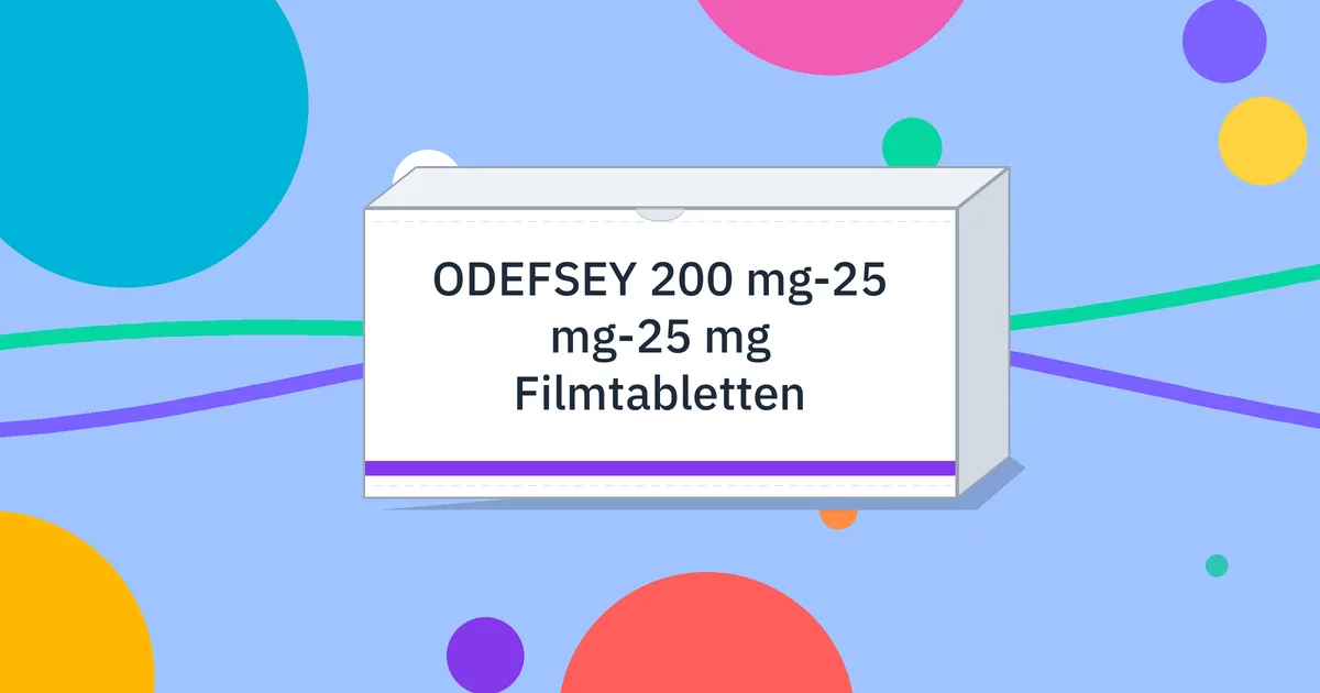 Symbolbild: Packung mit der Aufschrift ODEFSEY 200 mg-25 mg-25 mg Filmtabletten (PZN 12477724) – Verfügbarkeit und Bezug in Apotheken in Frankfurt am Main