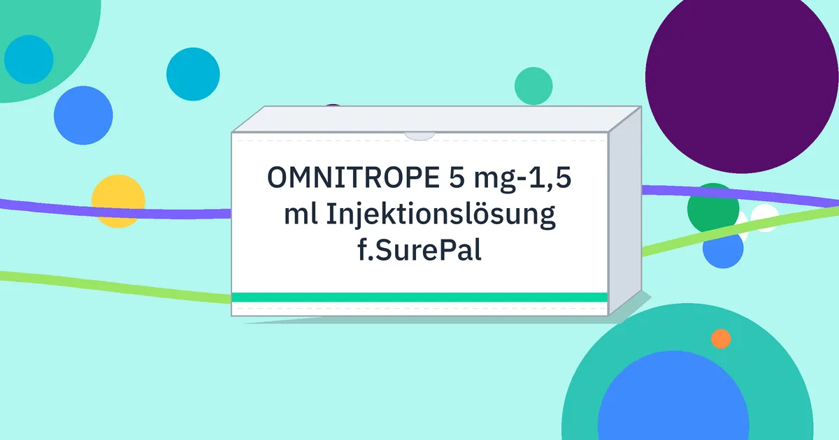 Symbolbild: Packung mit der Aufschrift OMNITROPE 5 mg-1,5 ml Injektionslösung f.SurePal (PZN 11669568) – Verfügbarkeit und Bezug in Apotheken in Frankfurt am Main