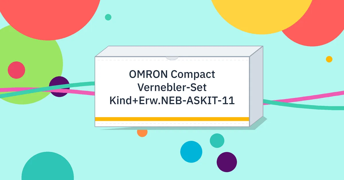 Symbolbild: Packung mit der Aufschrift OMRON Compact Vernebler-Set Kind+Erw.NEB-ASKIT-11 (PZN 13828574) – Verfügbarkeit und Bezug in Apotheken in Frankfurt am Main