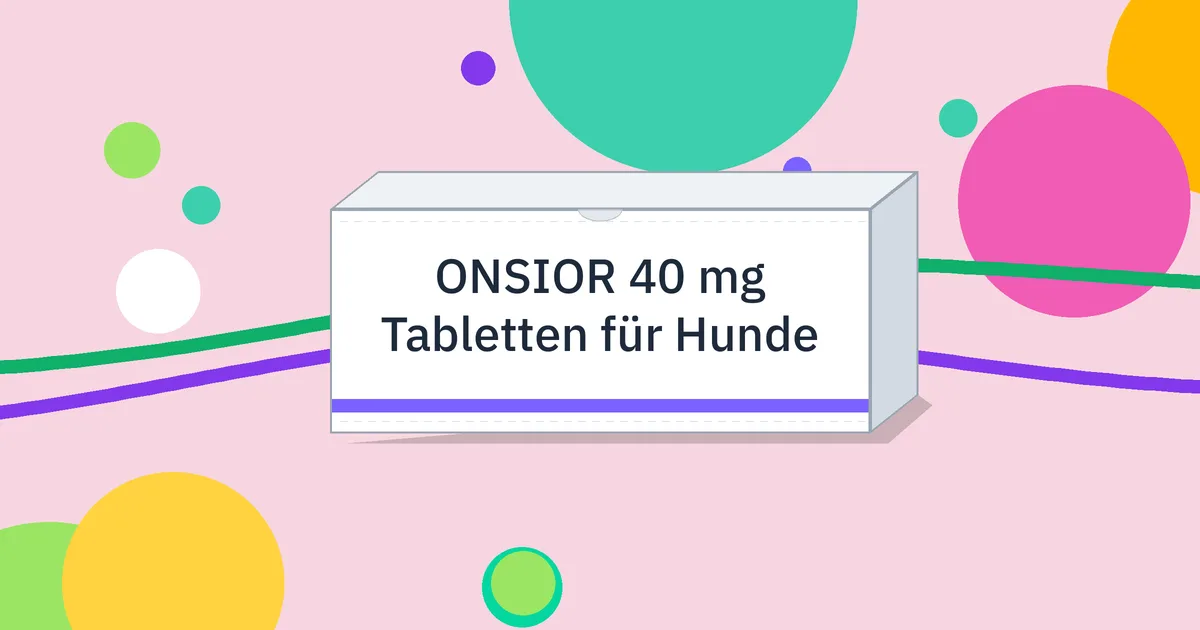 Symbolbild: Packung mit der Aufschrift ONSIOR 40 mg Tabletten für Hunde (PZN 05500196) – Verfügbarkeit und Bezug in Apotheken in Frankfurt am Main
