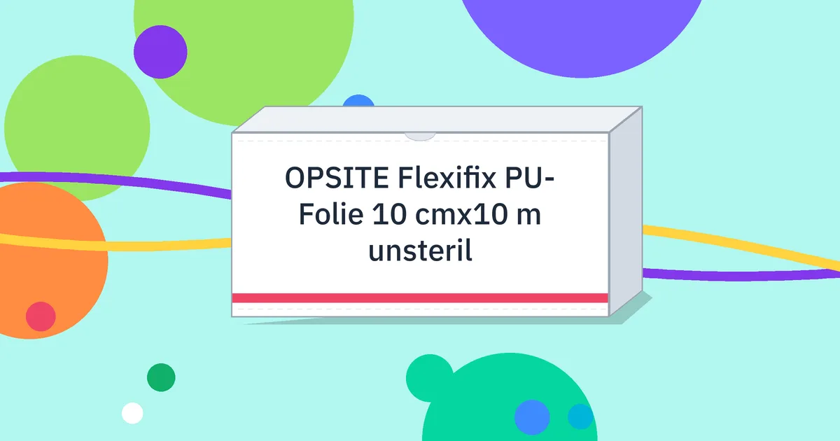 Symbolbild: Packung mit der Aufschrift OPSITE Flexifix PU-Folie 10 cmx10 m unsteril (PZN 14366957) – Verfügbarkeit und Bezug in Apotheken in Frankfurt am Main
