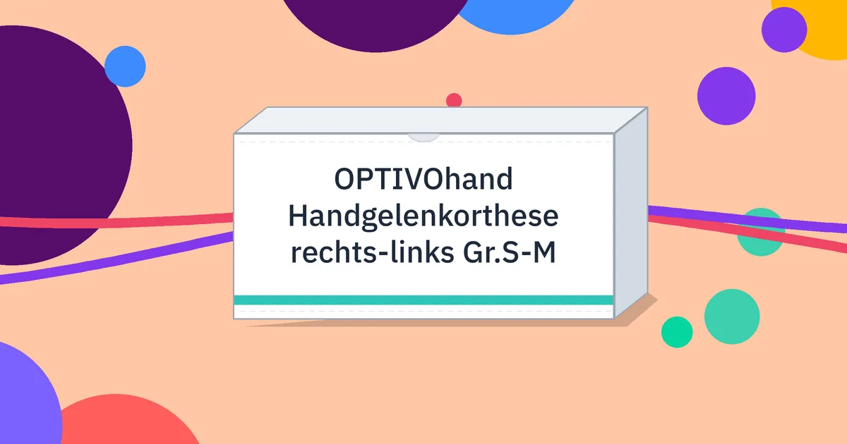 Symbolbild: Packung mit der Aufschrift OPTIVOhand Handgelenkorthese rechts-links Gr.S-M (PZN 17373892) – Verfügbarkeit und Bezug in Apotheken in Frankfurt am Main