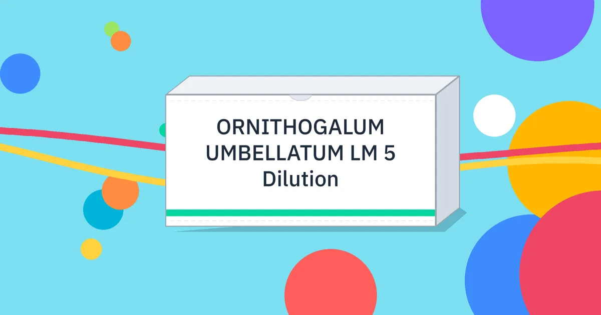 Symbolbild: Packung mit der Aufschrift ORNITHOGALUM UMBELLATUM LM 5 Dilution (PZN 12973423) – Verfügbarkeit und Bezug in Apotheken in Frankfurt am Main