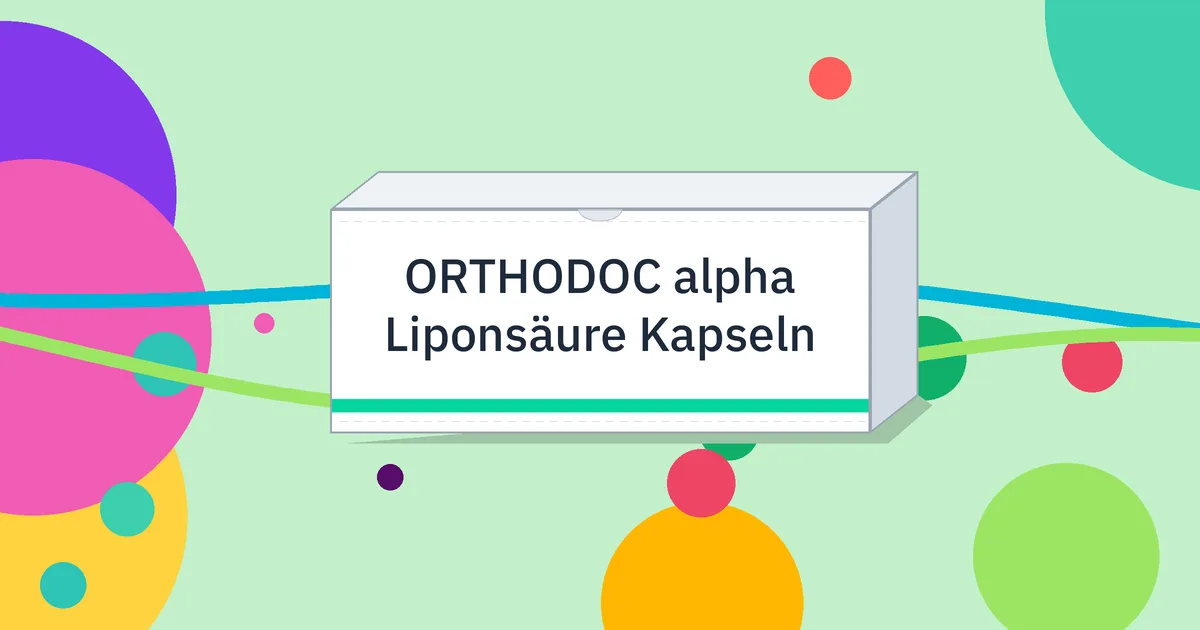 Symbolbild: Packung mit der Aufschrift ORTHODOC alpha Liponsäure Kapseln (PZN 12437185) – Verfügbarkeit und Bezug in Apotheken in Frankfurt am Main