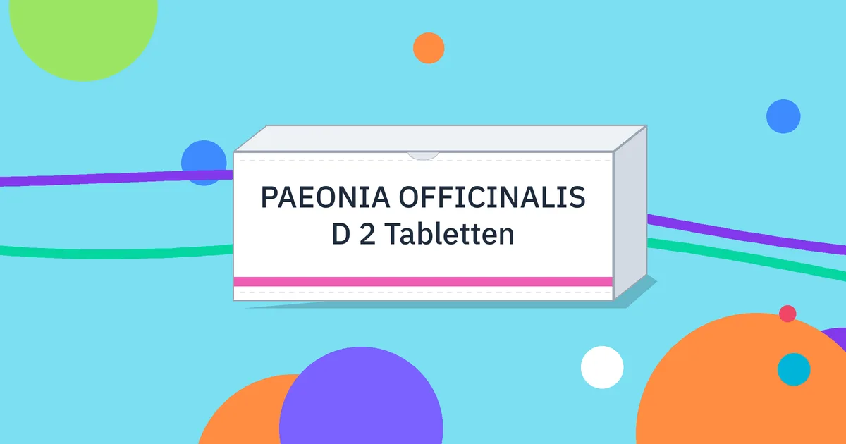 Symbolbild: Packung mit der Aufschrift PAEONIA OFFICINALIS D 2 Tabletten (PZN 07176417) – Verfügbarkeit und Bezug in Apotheken in Frankfurt am Main