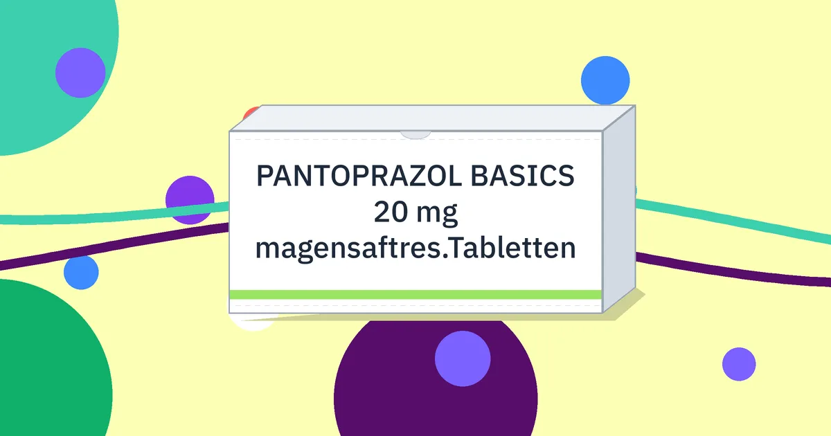 Symbolbild: Packung mit der Aufschrift PANTOPRAZOL BASICS 20 mg magensaftres.Tabletten (PZN 03275772) – Verfügbarkeit und Bezug in Apotheken in Frankfurt am Main