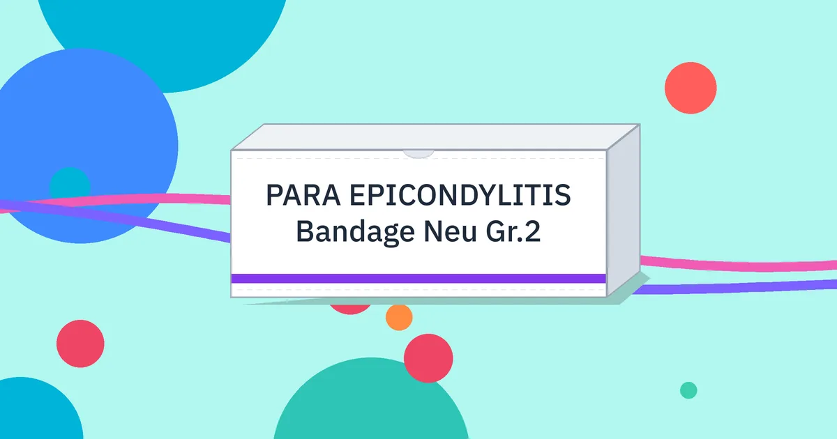Symbolbild: Packung mit der Aufschrift PARA EPICONDYLITIS Bandage Neu Gr.2 (PZN 06987384) – Verfügbarkeit und Bezug in Apotheken in Frankfurt am Main