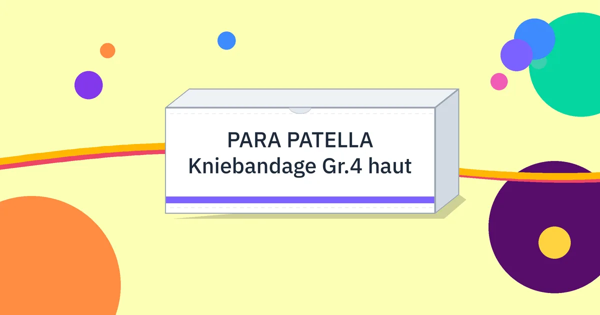 Symbolbild: Packung mit der Aufschrift PARA PATELLA Kniebandage Gr.4 haut (PZN 03317080) – Verfügbarkeit und Bezug in Apotheken in Frankfurt am Main