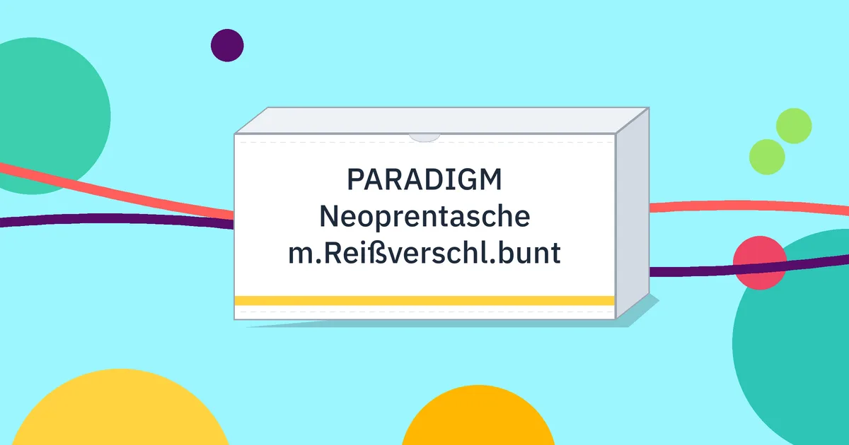 Symbolbild: Packung mit der Aufschrift PARADIGM Neoprentasche m.Reißverschl.bunt (PZN 01350268) – Verfügbarkeit und Bezug in Apotheken in Frankfurt am Main