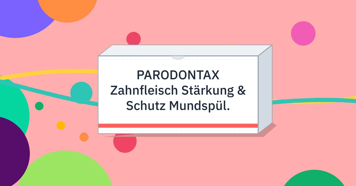 Symbolbild: Packung mit der Aufschrift PARODONTAX Zahnfleisch Stärkung & Schutz Mundspül. (PZN 19638886) – Verfügbarkeit und Bezug in Apotheken in Frankfurt am Main
