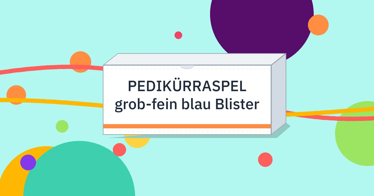Symbolbild: Packung mit der Aufschrift PEDIKÜRRASPEL grob-fein blau Blister (PZN 01600943) – Verfügbarkeit und Bezug in Apotheken in Frankfurt am Main