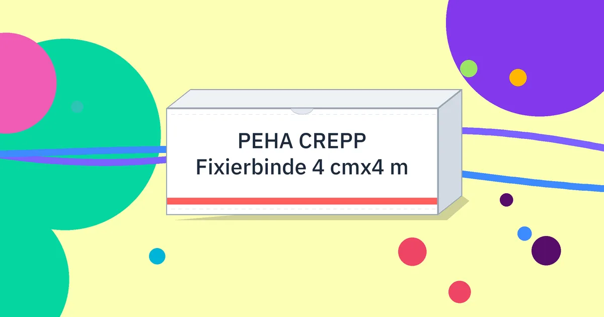 Symbolbild: Packung mit der Aufschrift PEHA CREPP Fixierbinde 4 cmx4 m (PZN 19703023) – Verfügbarkeit und Bezug in Apotheken in Frankfurt am Main