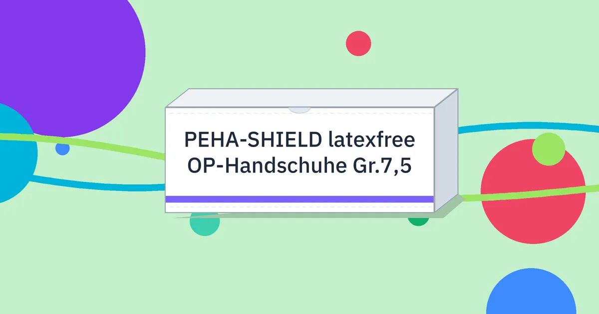 Symbolbild: Packung mit der Aufschrift PEHA-SHIELD latexfree OP-Handschuhe Gr.7,5 (PZN 10387402) – Verfügbarkeit und Bezug in Apotheken in Frankfurt am Main