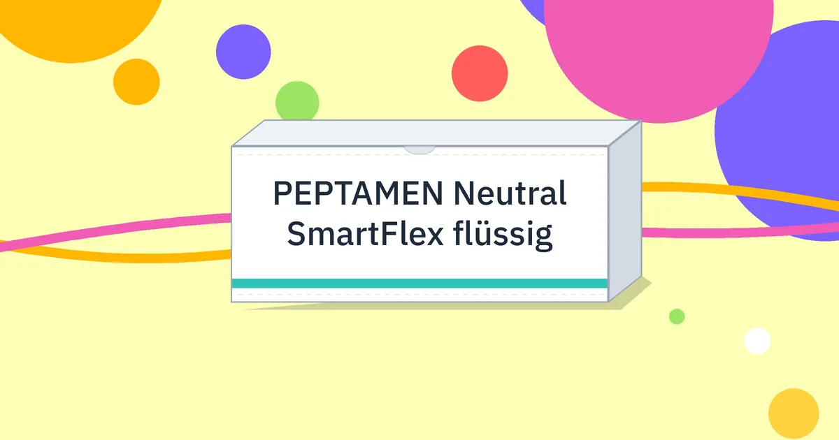 Symbolbild: Packung mit der Aufschrift PEPTAMEN Neutral SmartFlex flüssig (PZN 09254593) – Verfügbarkeit und Bezug in Apotheken in Frankfurt am Main