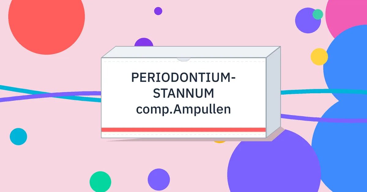 Symbolbild: Packung mit der Aufschrift PERIODONTIUM-STANNUM comp.Ampullen (PZN 02086419) – Verfügbarkeit und Bezug in Apotheken in Frankfurt am Main