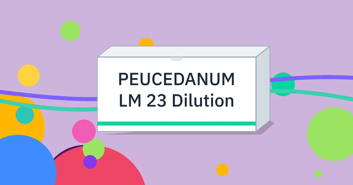 Symbolbild: Packung mit der Aufschrift PEUCEDANUM LM 23 Dilution (PZN 13636610) – Verfügbarkeit und Bezug in Apotheken in Frankfurt am Main