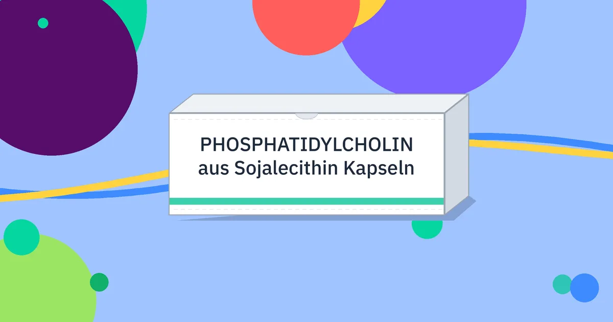 Symbolbild: Packung mit der Aufschrift PHOSPHATIDYLCHOLIN aus Sojalecithin Kapseln (PZN 17016198) – Verfügbarkeit und Bezug in Apotheken in Frankfurt am Main