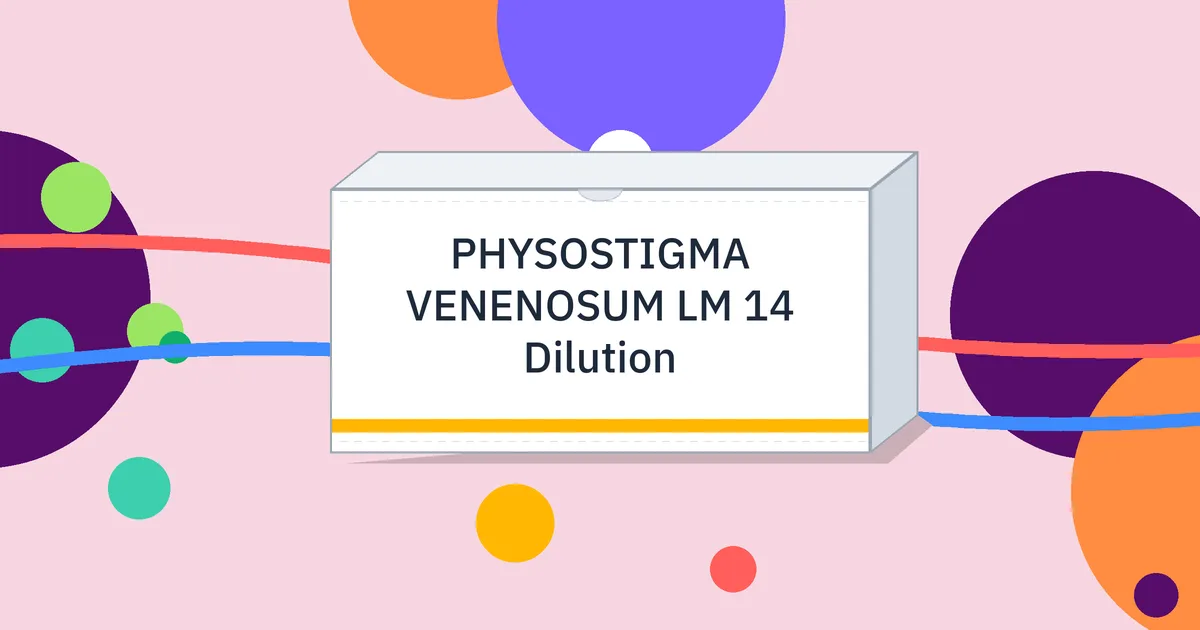 Symbolbild: Packung mit der Aufschrift PHYSOSTIGMA VENENOSUM LM 14 Dilution (PZN 13035359) – Verfügbarkeit und Bezug in Apotheken in Frankfurt am Main