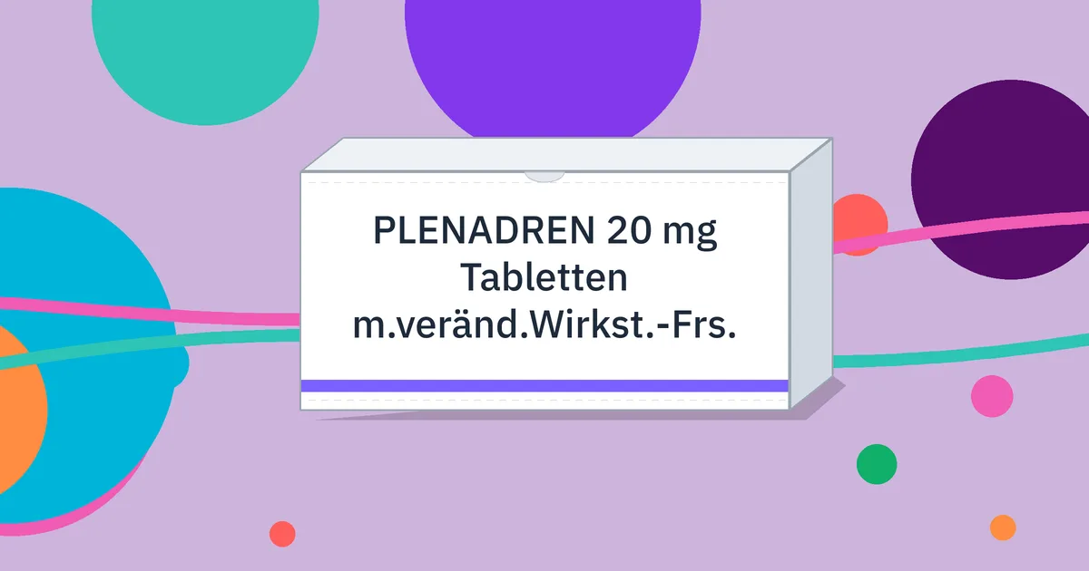 Symbolbild: Packung mit der Aufschrift PLENADREN 20 mg Tabletten m.veränd.Wirkst.-Frs. (PZN 10753077) – Verfügbarkeit und Bezug in Apotheken in Frankfurt am Main