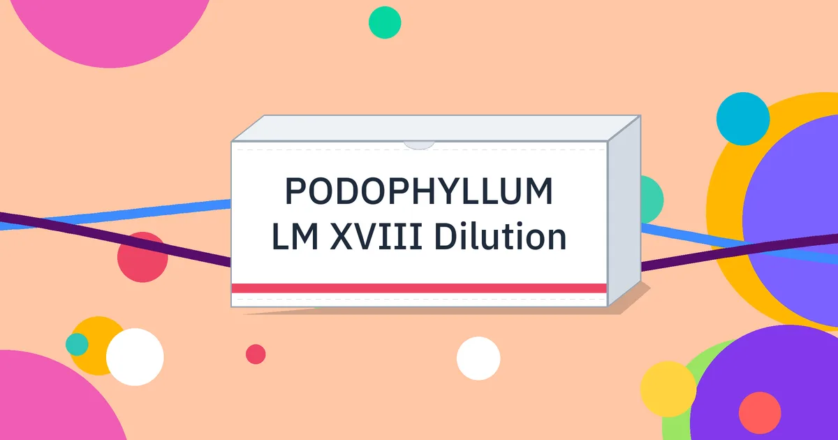 Symbolbild: Packung mit der Aufschrift PODOPHYLLUM LM XVIII Dilution (PZN 04498043) – Verfügbarkeit und Bezug in Apotheken in Frankfurt am Main