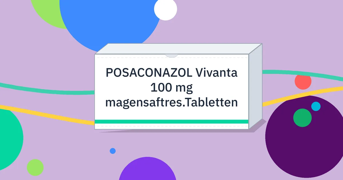 Symbolbild: Packung mit der Aufschrift POSACONAZOL Vivanta 100 mg magensaftres.Tabletten (PZN 19822644) – Verfügbarkeit und Bezug in Apotheken in Frankfurt am Main