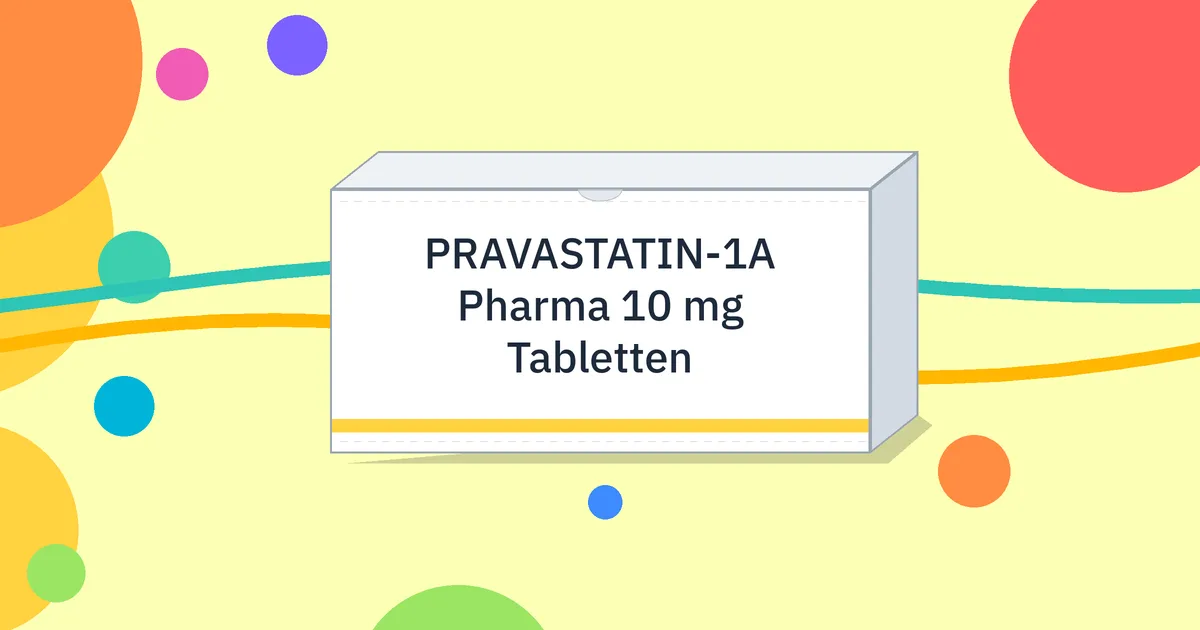 Symbolbild: Packung mit der Aufschrift PRAVASTATIN-1A Pharma 10 mg Tabletten (PZN 03417887) – Verfügbarkeit und Bezug in Apotheken in Frankfurt am Main