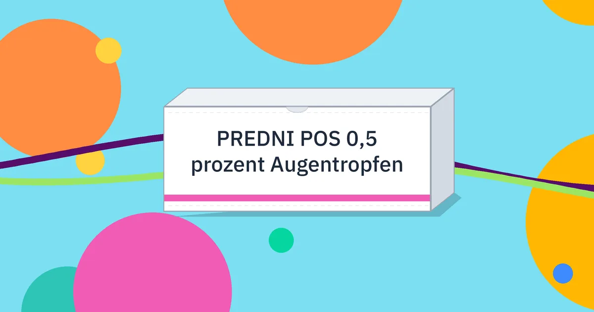 Symbolbild: Packung mit der Aufschrift PREDNI POS 0,5 prozent Augentropfen (PZN 08774669) – Verfügbarkeit und Bezug in Apotheken in Frankfurt am Main
