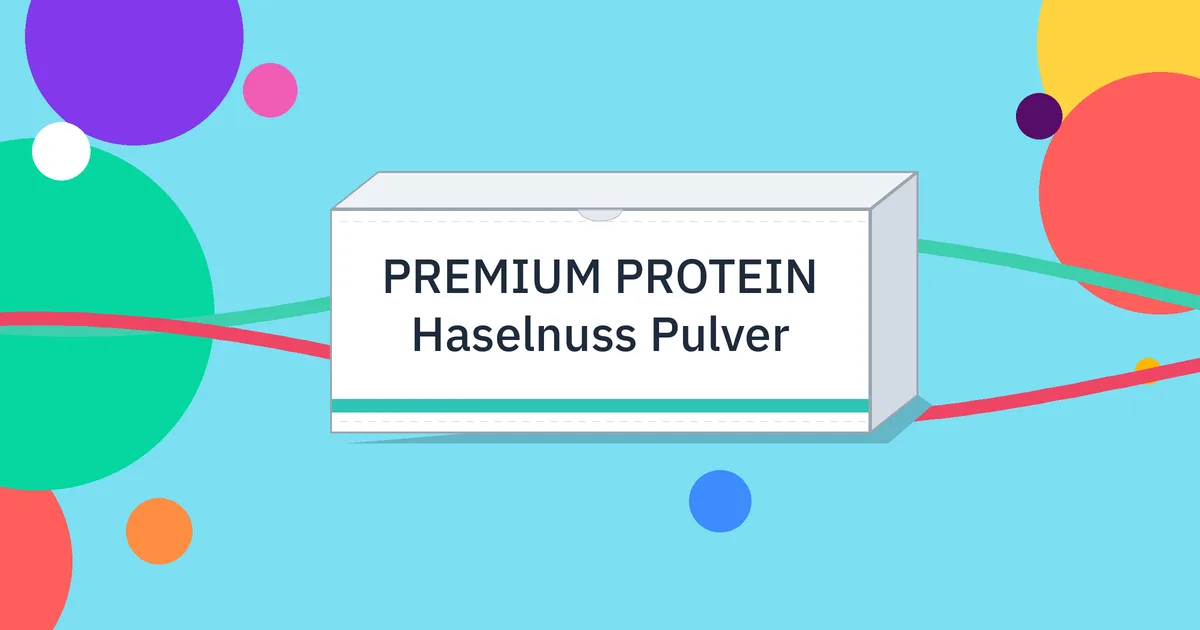 Symbolbild: Packung mit der Aufschrift PREMIUM PROTEIN Haselnuss Pulver (PZN 12458750) – Verfügbarkeit und Bezug in Apotheken in Frankfurt am Main