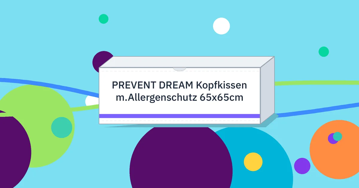 Symbolbild: Packung mit der Aufschrift PREVENT DREAM Kopfkissen m.Allergenschutz 65x65cm (PZN 18760579) – Verfügbarkeit und Bezug in Apotheken in Frankfurt am Main