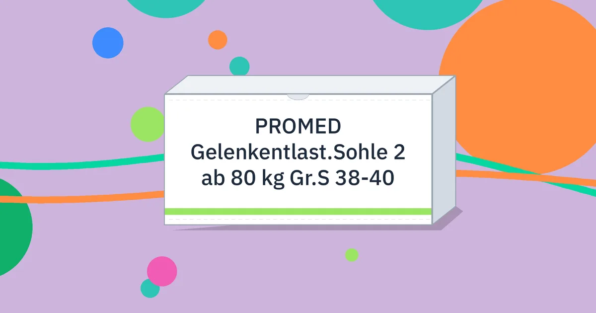 Symbolbild: Packung mit der Aufschrift PROMED Gelenkentlast.Sohle 2 ab 80 kg Gr.S 38-40 (PZN 07300691) – Verfügbarkeit und Bezug in Apotheken in Frankfurt am Main