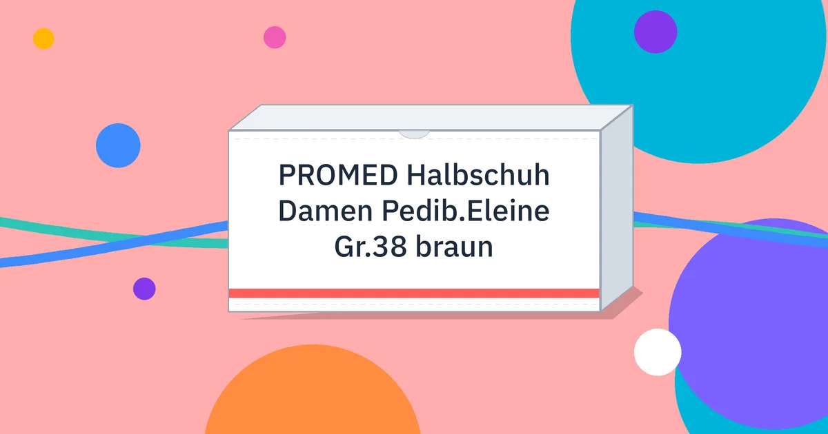 Symbolbild: Packung mit der Aufschrift PROMED Halbschuh Damen Pedib.Eleine Gr.38 braun (PZN 11709730) – Verfügbarkeit und Bezug in Apotheken in Frankfurt am Main
