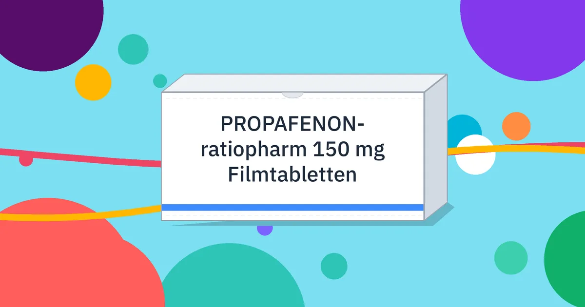 Symbolbild: Packung mit der Aufschrift PROPAFENON-ratiopharm 150 mg Filmtabletten (PZN 06890874) – Verfügbarkeit und Bezug in Apotheken in Frankfurt am Main