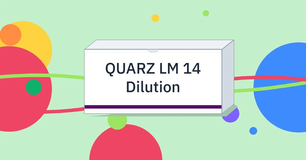 Symbolbild: Packung mit der Aufschrift QUARZ LM 14 Dilution (PZN 13045458) – Verfügbarkeit und Bezug in Apotheken in Frankfurt am Main