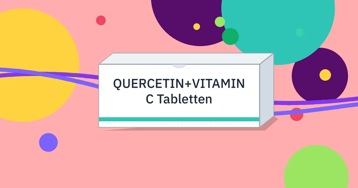 Symbolbild: Packung mit der Aufschrift QUERCETIN+VITAMIN C Tabletten (PZN 18225219) – Verfügbarkeit und Bezug in Apotheken in Frankfurt am Main