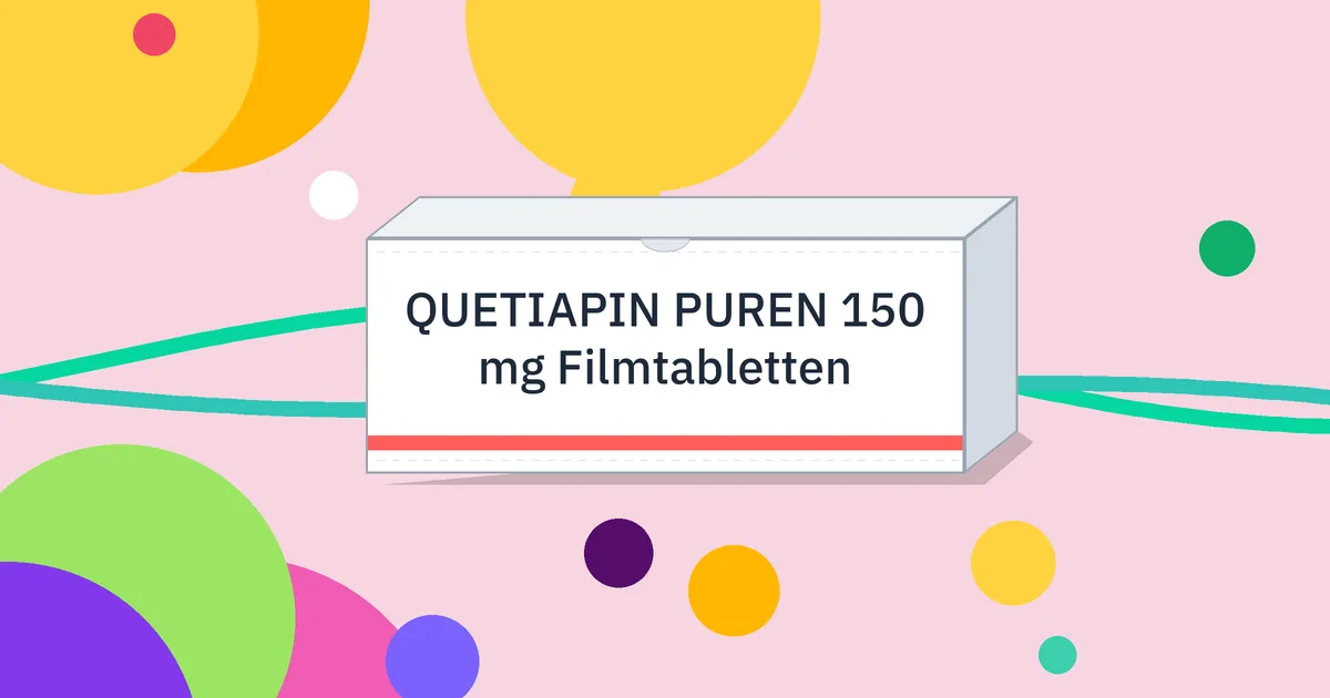 Symbolbild: Packung mit der Aufschrift QUETIAPIN PUREN 150 mg Filmtabletten (PZN 11357596) – Verfügbarkeit und Bezug in Apotheken in Frankfurt am Main