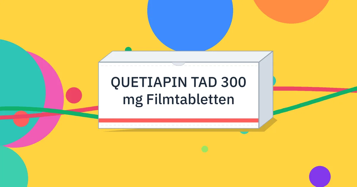 Symbolbild: Packung mit der Aufschrift QUETIAPIN TAD 300 mg Filmtabletten (PZN 13815979) – Verfügbarkeit und Bezug in Apotheken in Frankfurt am Main