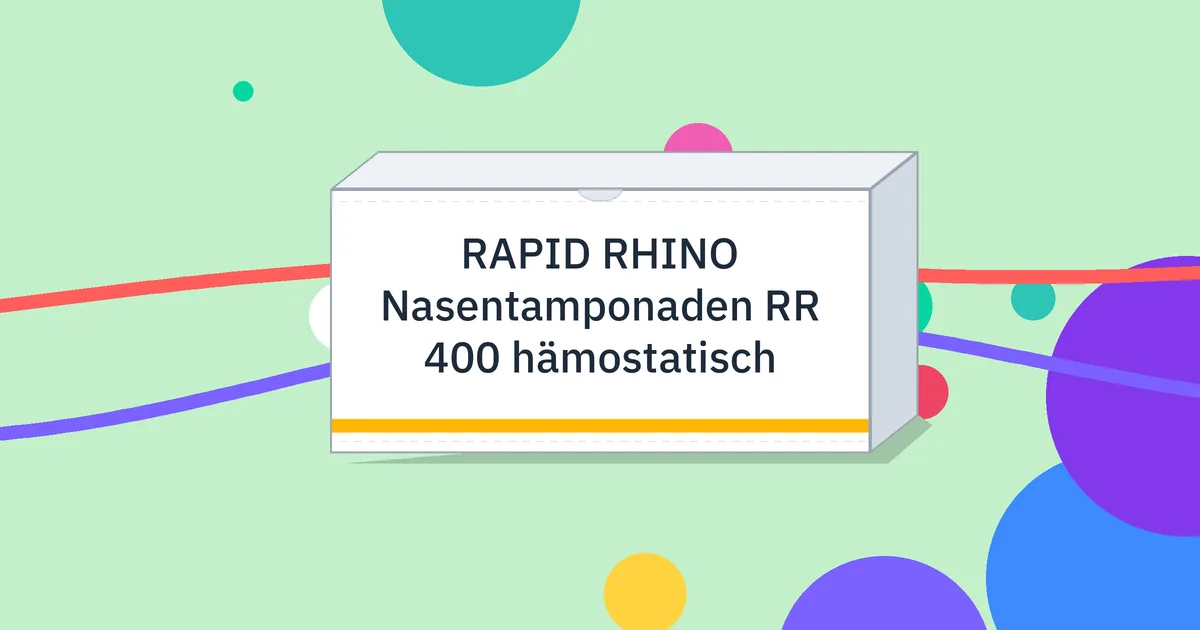 Symbolbild: Packung mit der Aufschrift RAPID RHINO Nasentamponaden RR 400 hämostatisch (PZN 04127186) – Verfügbarkeit und Bezug in Apotheken in Frankfurt am Main