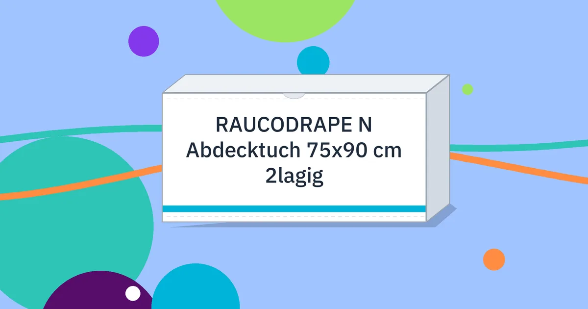 Symbolbild: Packung mit der Aufschrift RAUCODRAPE N Abdecktuch 75x90 cm 2lagig (PZN 06161980) – Verfügbarkeit und Bezug in Apotheken in Frankfurt am Main