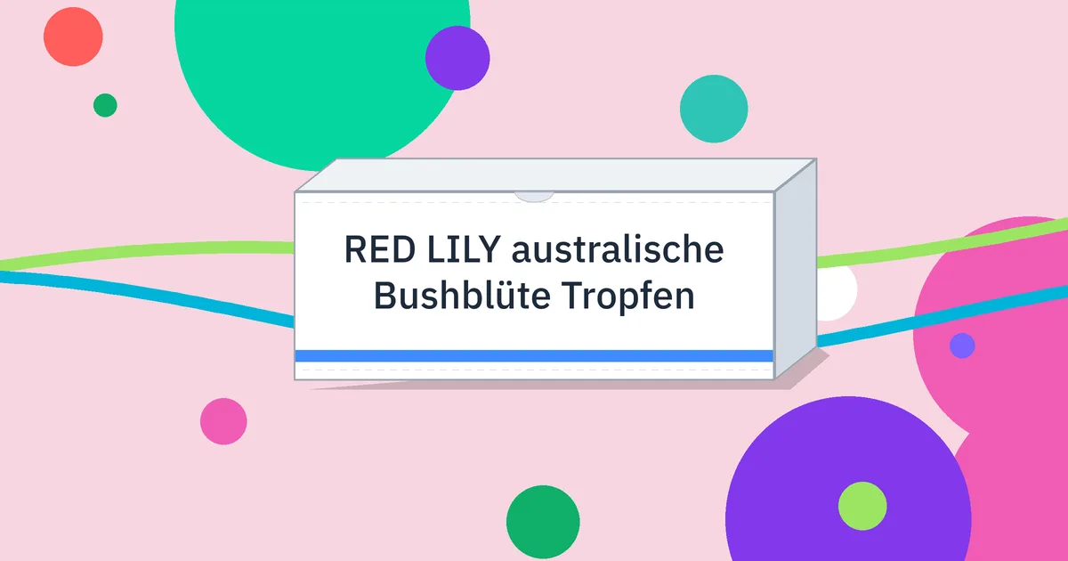 Symbolbild: Packung mit der Aufschrift RED LILY australische Bushblüte Tropfen (PZN 06126794) – Verfügbarkeit und Bezug in Apotheken in Frankfurt am Main