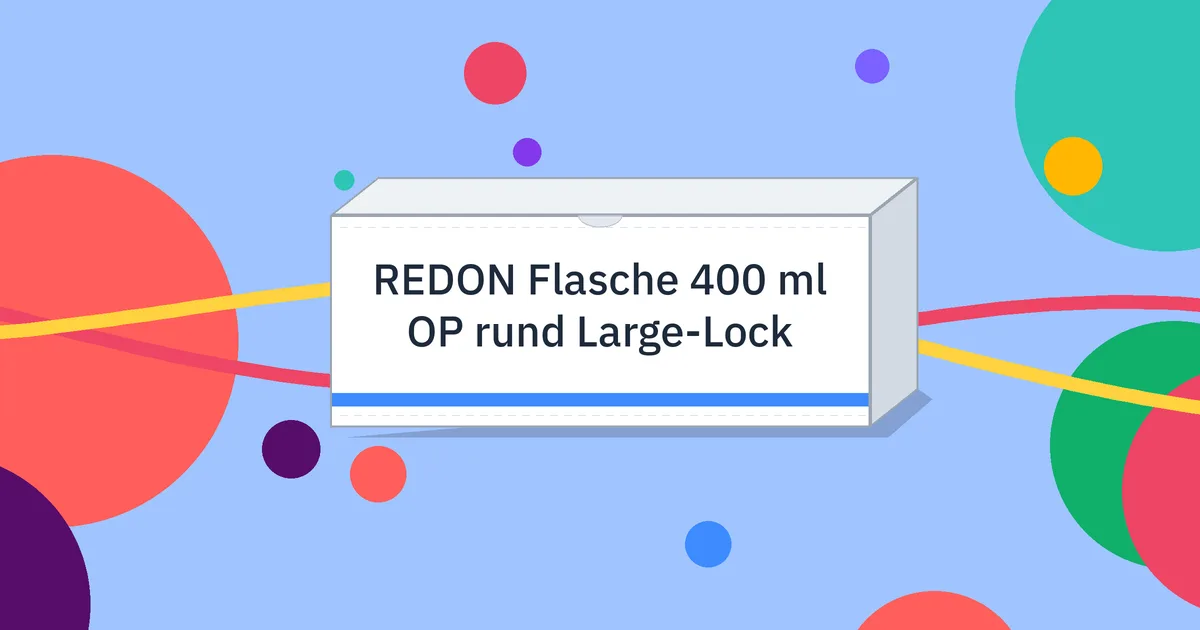 Symbolbild: Packung mit der Aufschrift REDON Flasche 400 ml OP rund Large-Lock (PZN 14318237) – Verfügbarkeit und Bezug in Apotheken in Frankfurt am Main