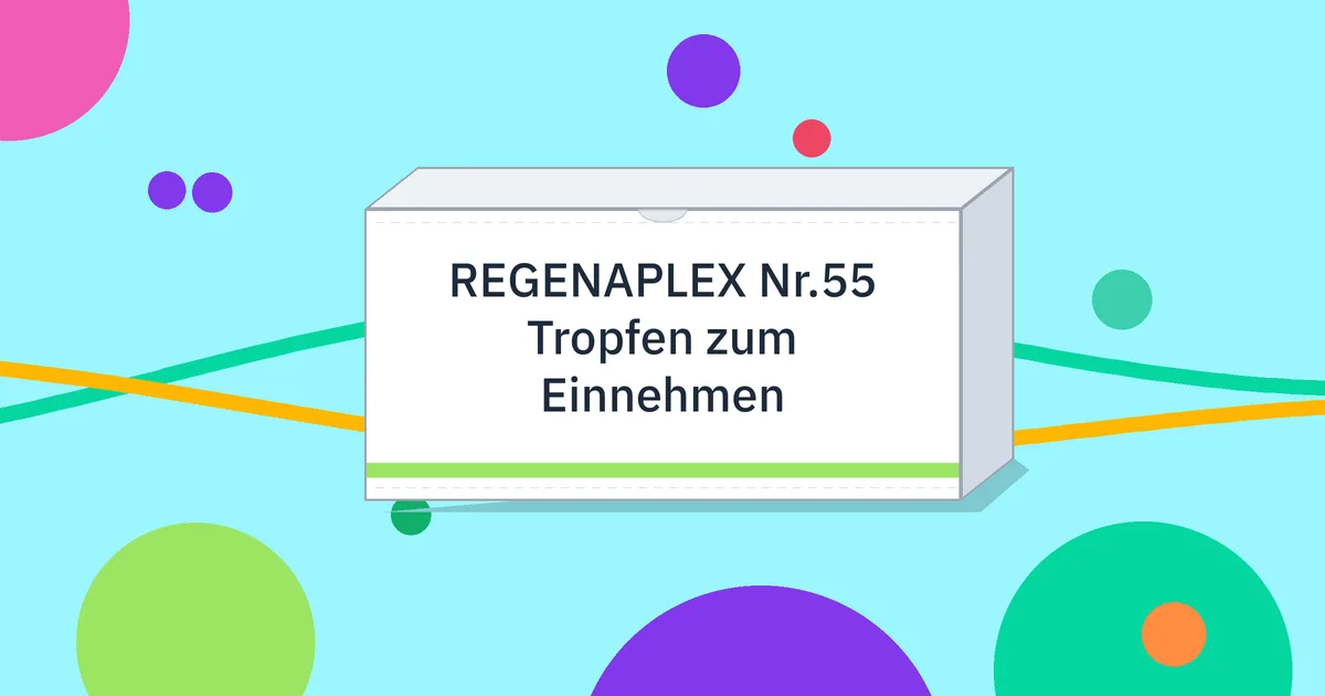Symbolbild: Packung mit der Aufschrift REGENAPLEX Nr.55 Tropfen zum Einnehmen (PZN 02642984) – Verfügbarkeit und Bezug in Apotheken in Frankfurt am Main