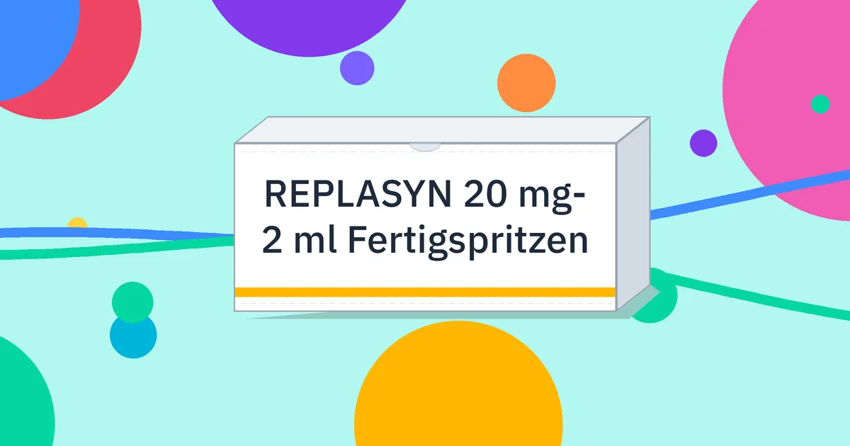 Symbolbild: Packung mit der Aufschrift REPLASYN 20 mg-2 ml Fertigspritzen (PZN 19985814) – Verfügbarkeit und Bezug in Apotheken in Frankfurt am Main